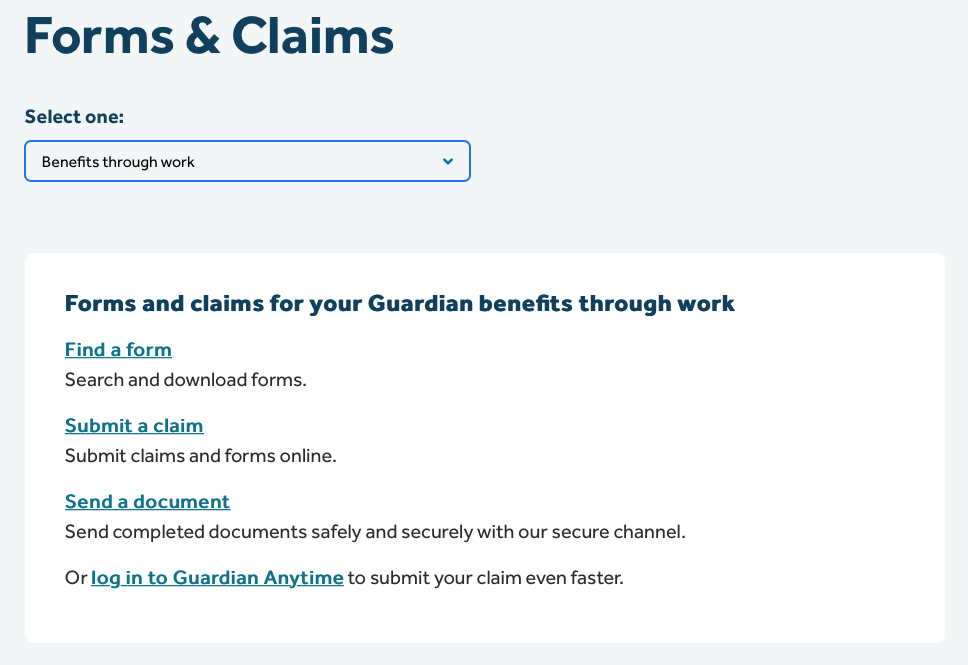 How do I find or submit forms on Guardian Anytime? – DCW Group